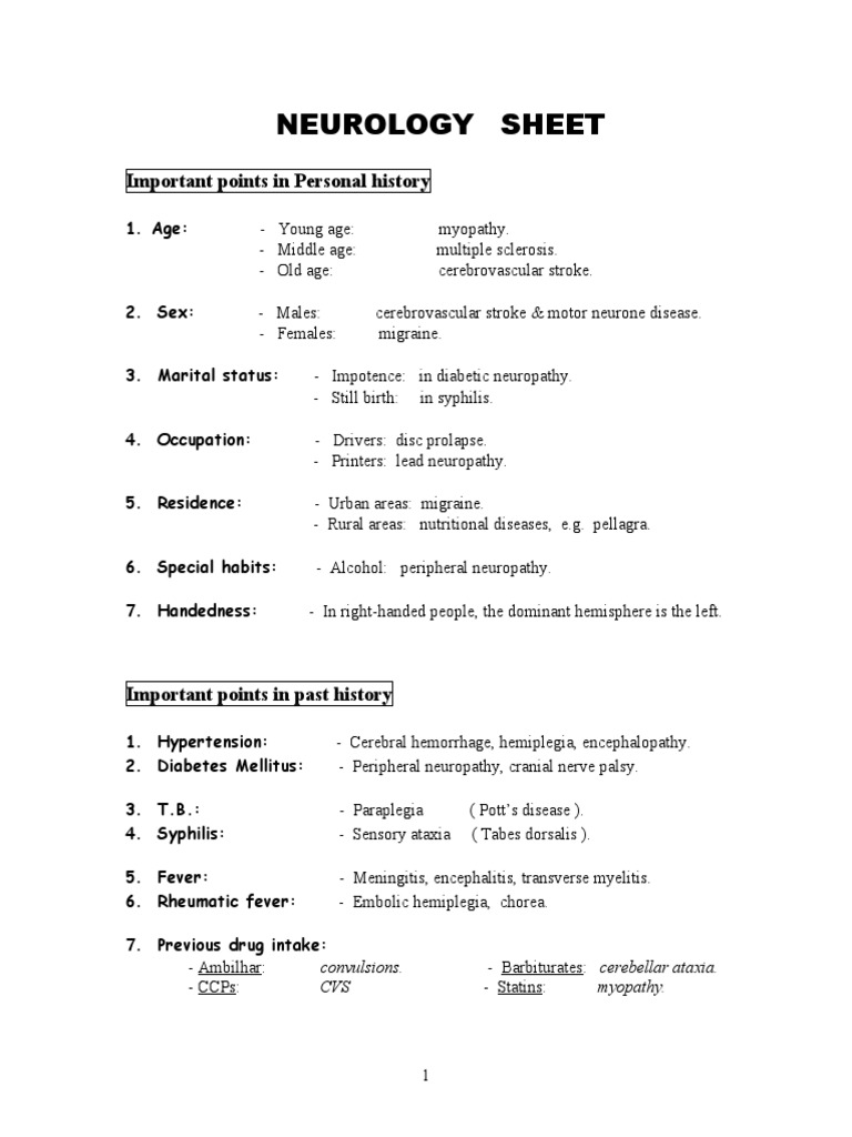 Neurology Sheet | PDF | Headache | Migraine