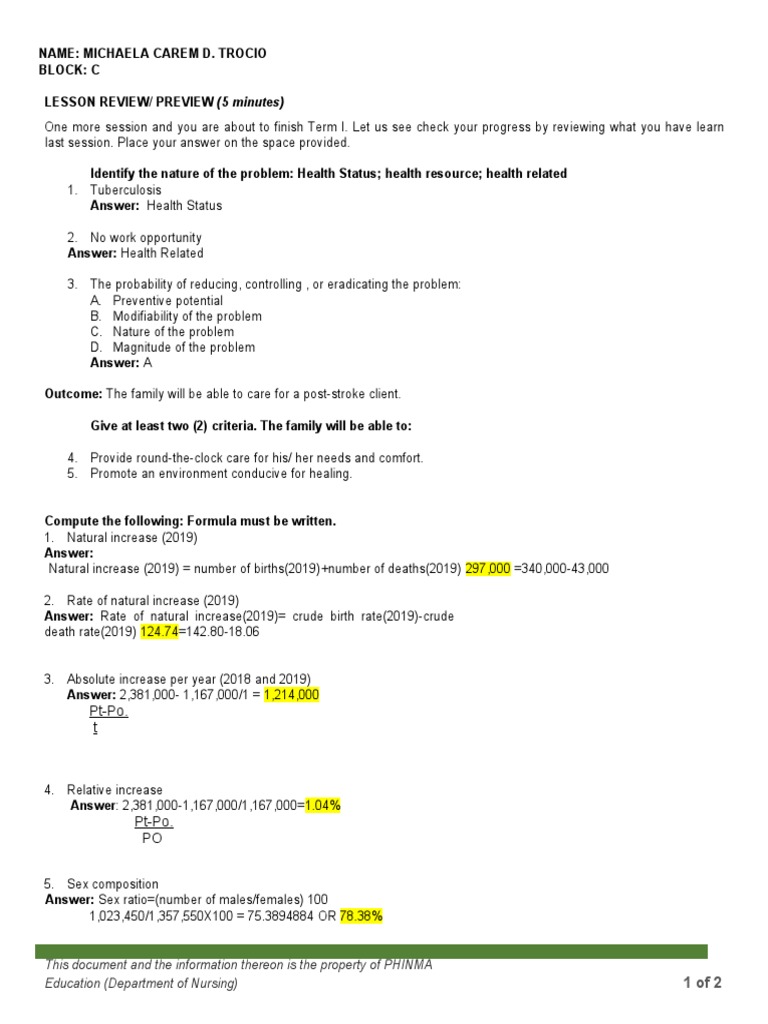 Understanding Population Dynamics: A Lesson Review on Calculating Rates ...