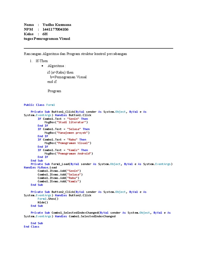 Yudha Kusmana Visual Programming Assignment | PDF | Computer ...