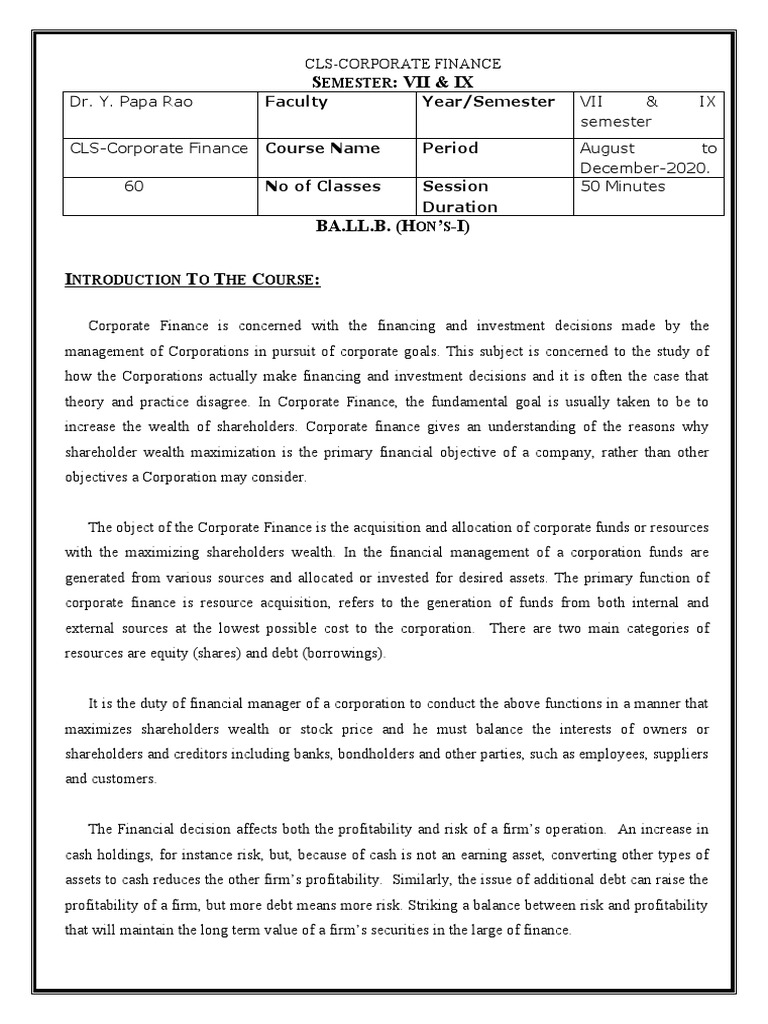 CLS-Corporate Finance Hons | PDF | Initial Public Offering | Stocks