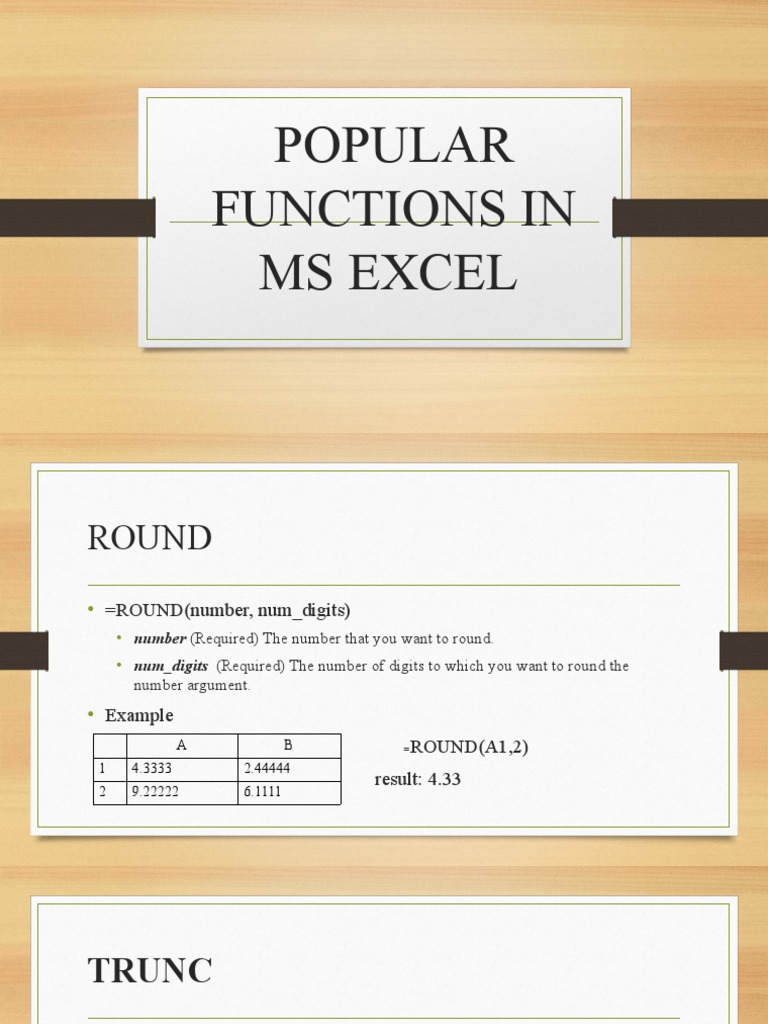 Common Functions in Microsoft Excel: Round, Trunc, Maximum, Minimum ...