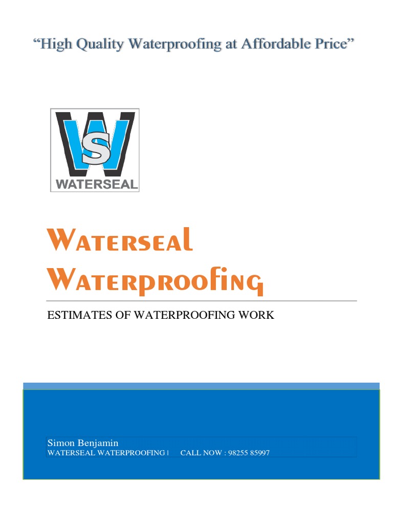 Waterseal Waterproofing: Estimates of Waterproofing Work | PDF ...