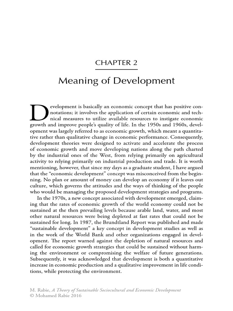 Meaning of Development: M. Rabie, A Theory of Sustainable Sociocultural ...