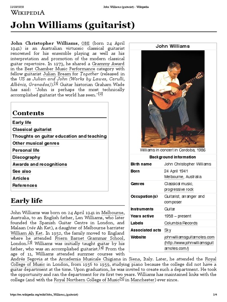 John Williams (Guitarist) | PDF | Entertainment | Performing Arts