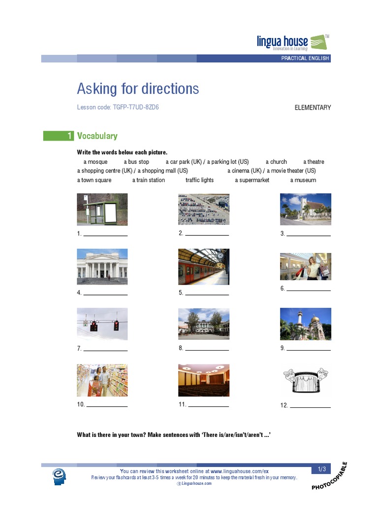 Asking for Directions: English Lesson | PDF | Theatre | Entertainment ...