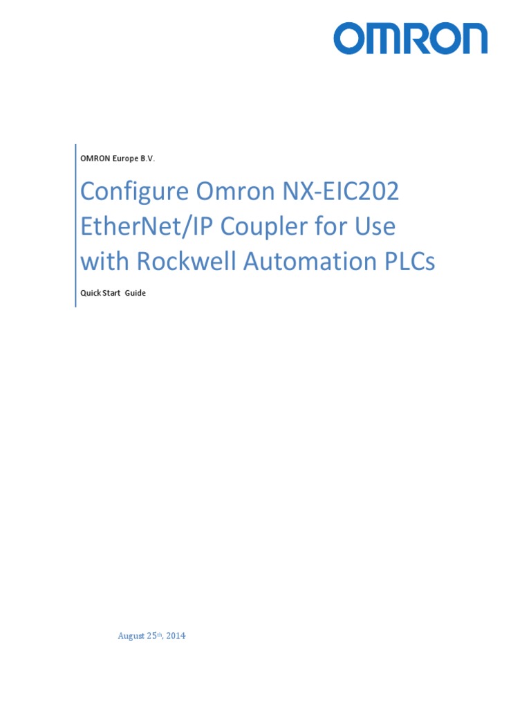 Configure Omron NX Eic202 Ethernet/Ip Coupler For Use With Rockwell ...