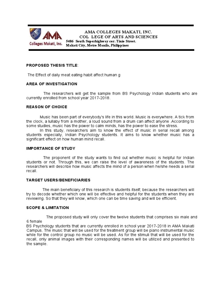 Proposed Thesis Title | PDF