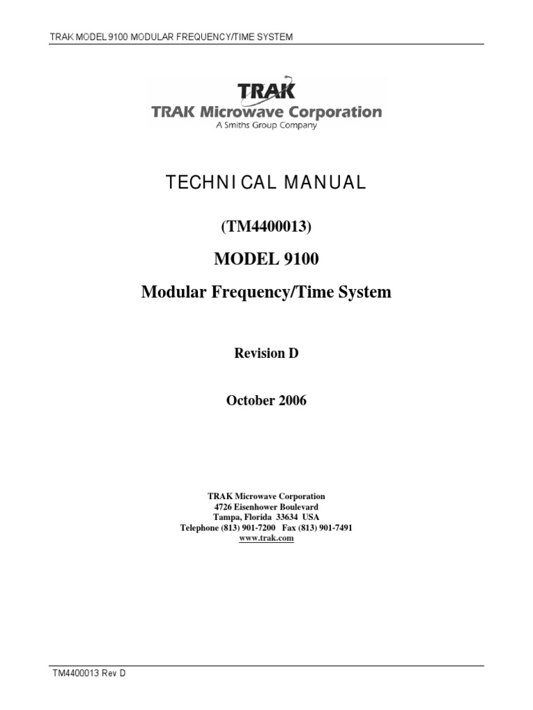 TRAK MODEL 9100 MODULAR FREQUENCY/TIME SYSTEM TECHNICAL MANUAL | PDF ...