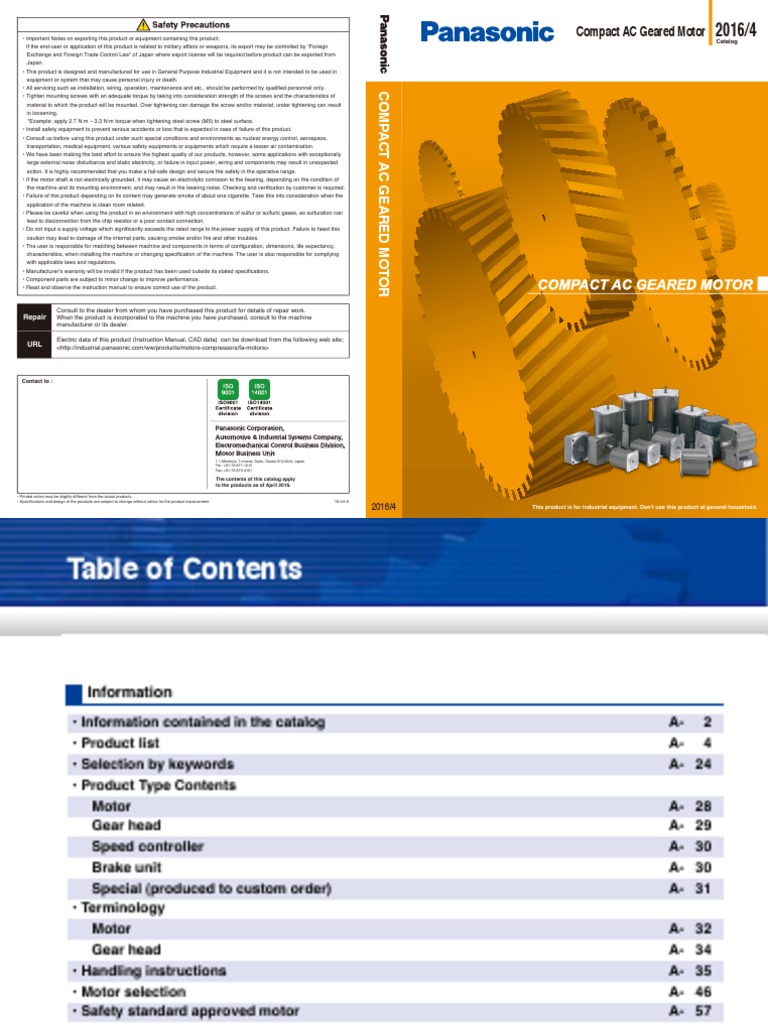Motores Panasonic PDF | PDF | Electric Motor | Electrical Engineering