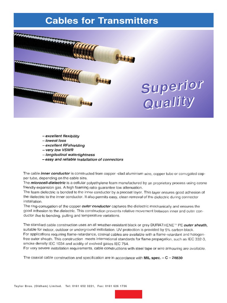 RF Cables for Transmitters 50Ω | PDF