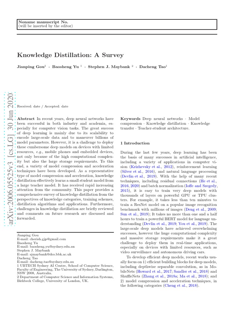 Knowledge Distillation: A Survey | PDF | Deep Learning | Artificial ...