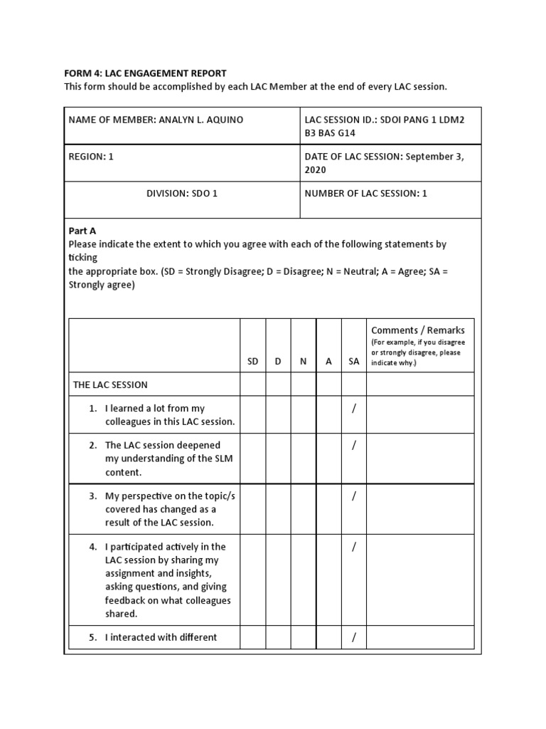 Analyn L. Aquino-Form-4-Lac-Engagement-Report-Sdo1-Pang-Ldm2-B3-Bas-G14 ...