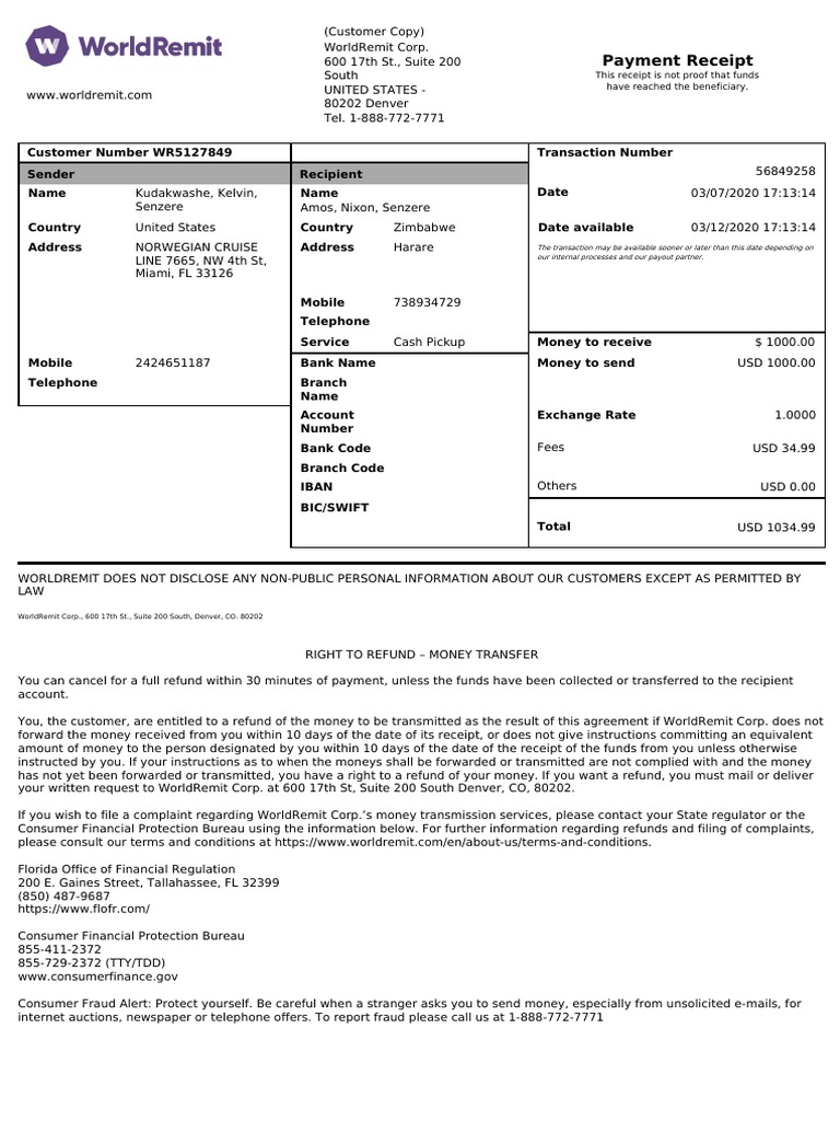 Payment Receipt: This Receipt Is Not Proof That Funds Have Reached The ...