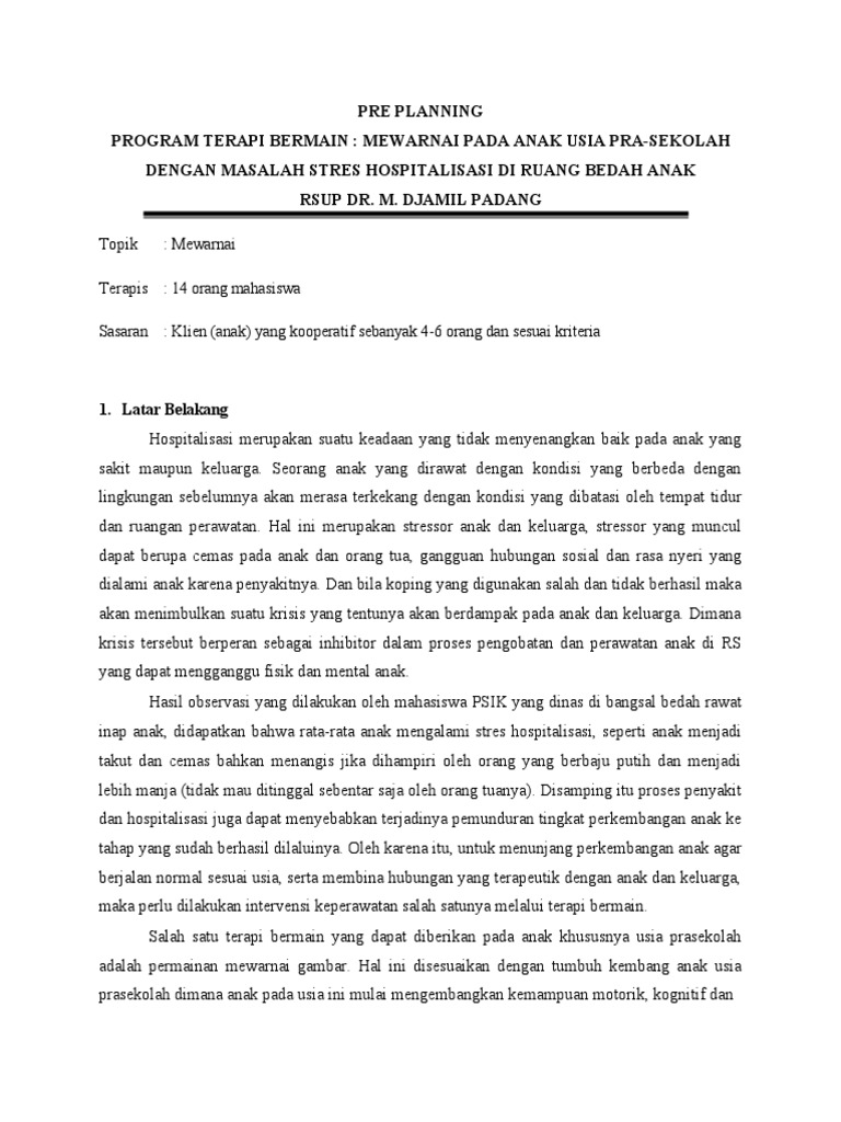Proposal Terapi Bermain 1 | PDF