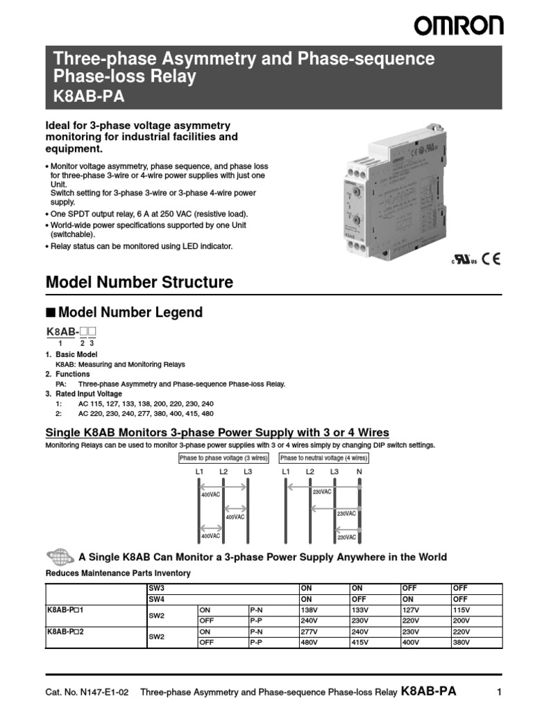 Three-Phase Asymmetry and Phase-Sequence Phase-Loss Relay: K8Ab-Pa ...