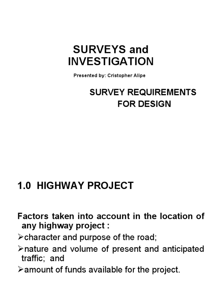 SURVEYS and INVESTIGATION | PDF | Surveying | Flood