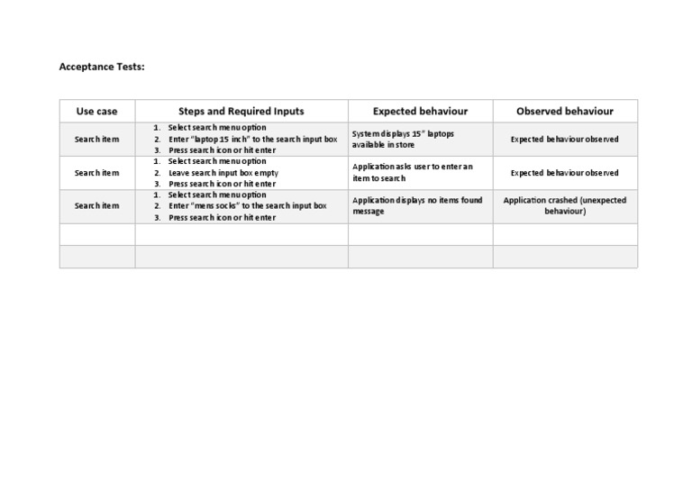 Acceptance Test Template | PDF