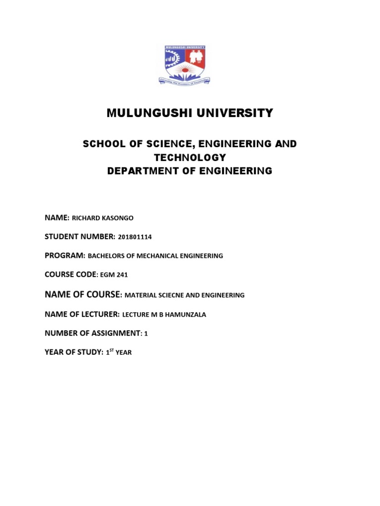 Material Science Assignment 1 | PDF | Chemical Bond | Covalent Bond