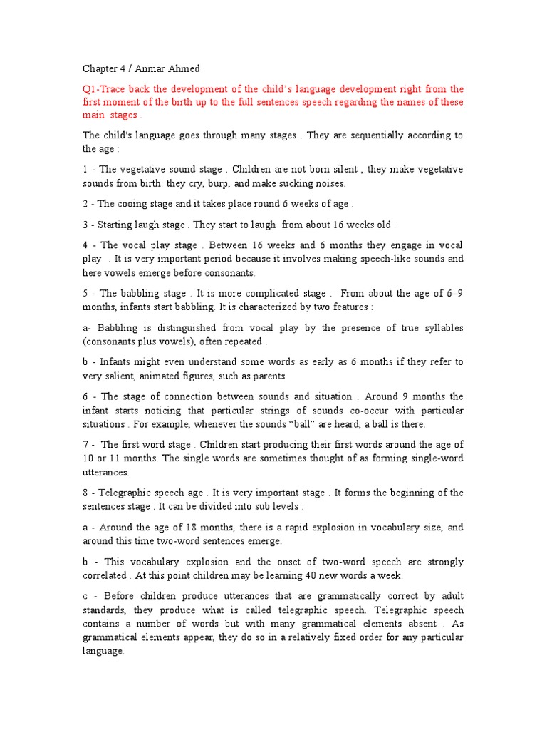 The Stages of Language Development from Birth to Complex Sentences ...