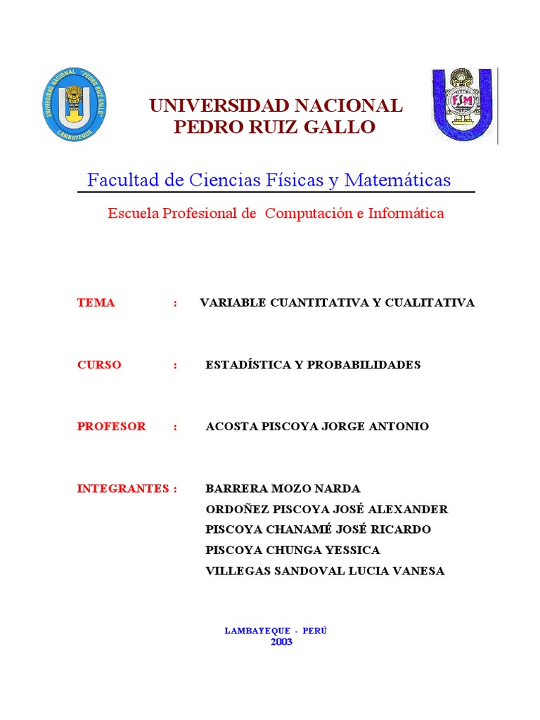 Variable Cuantitativa y Cualitativa - Estadistica | PDF | Estadísticas ...