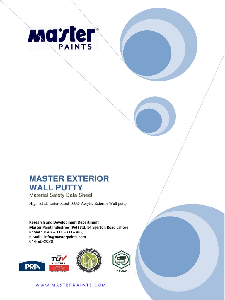 Master Exterior Wall Putty TDS 2020 | PDF | Paint | Water