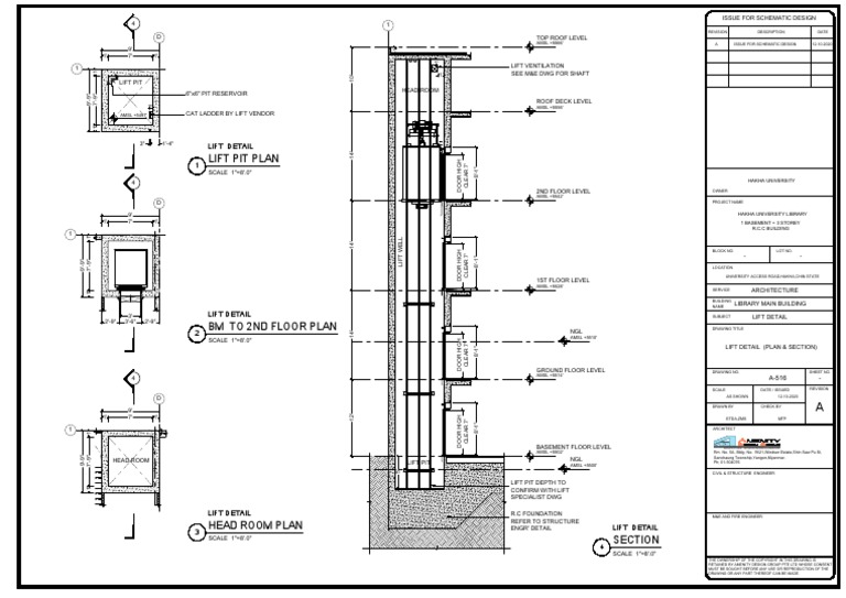 A-516 Lift Detail (Plan & Section) | PDF | Elevator | Civil Engineering