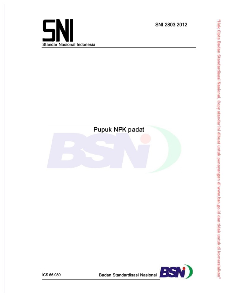 PDF Sni 2803 2012npk Padat - Compress | PDF