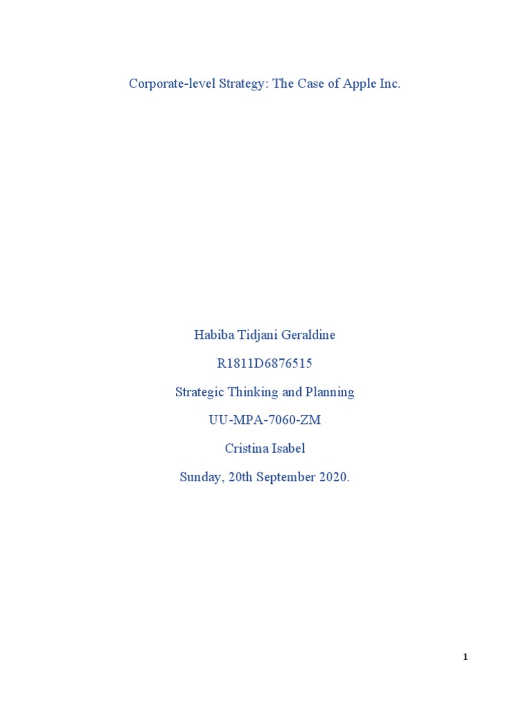 Apple Inc.'s Corporate Strategy Analysis | PDF | Apple Inc. | Ios