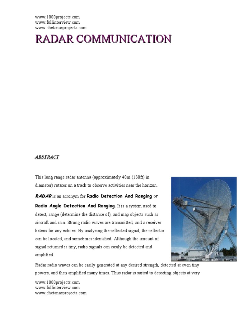 Radar Communication | PDF | Radar | Radio Spectrum