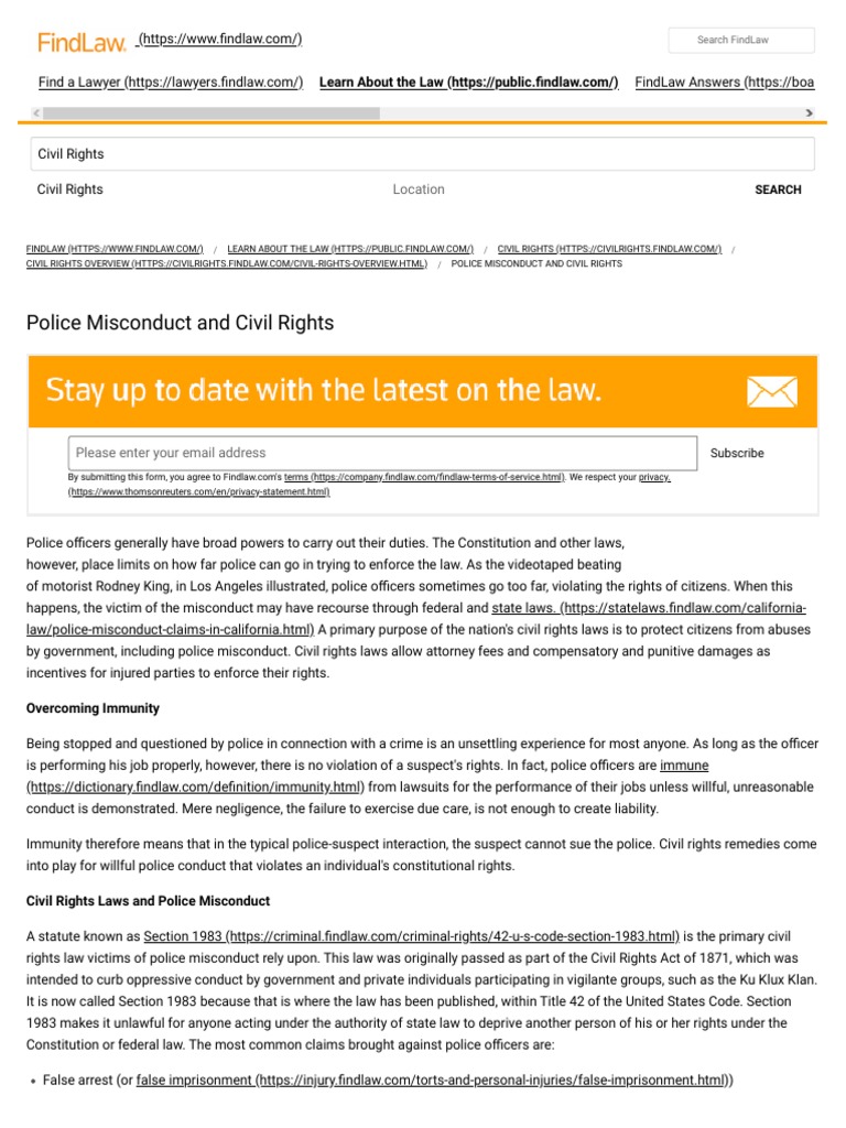 Police Misconduct and Civil Rights Overview | PDF | Arrest | Probable Cause