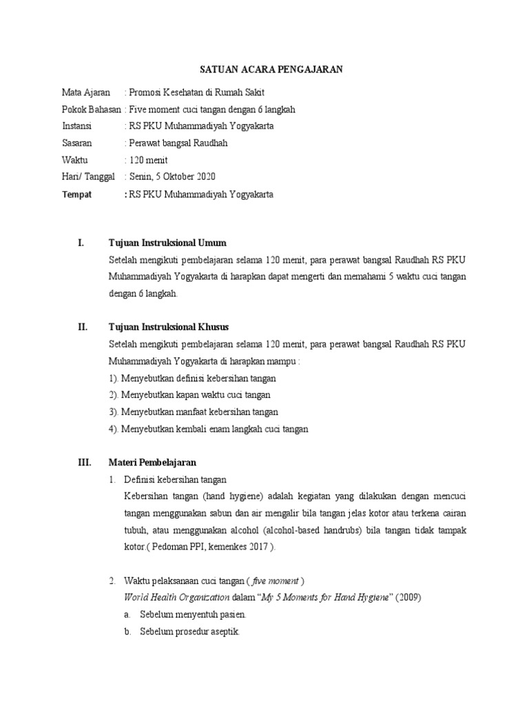 Sap Five Moment Cuci Tangan 6 Langkah - Hesti Fathan NF - 20180320004 | PDF