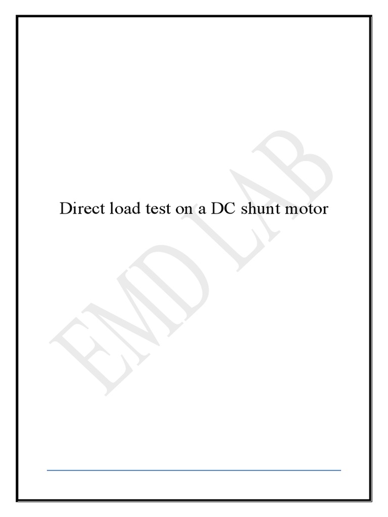 Direct Load Test On A DC Shunt Motor | PDF | Electric Motor | Power ...