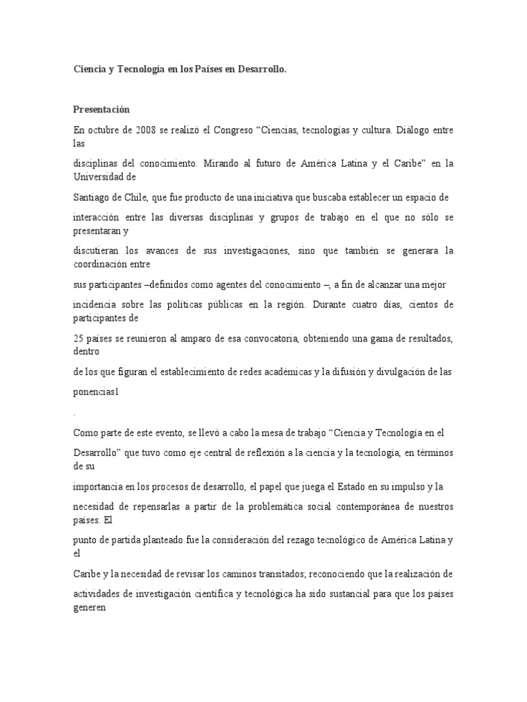 Ciencia y Tecnología en Los Países en Desarrollo | PDF | Siemens ...