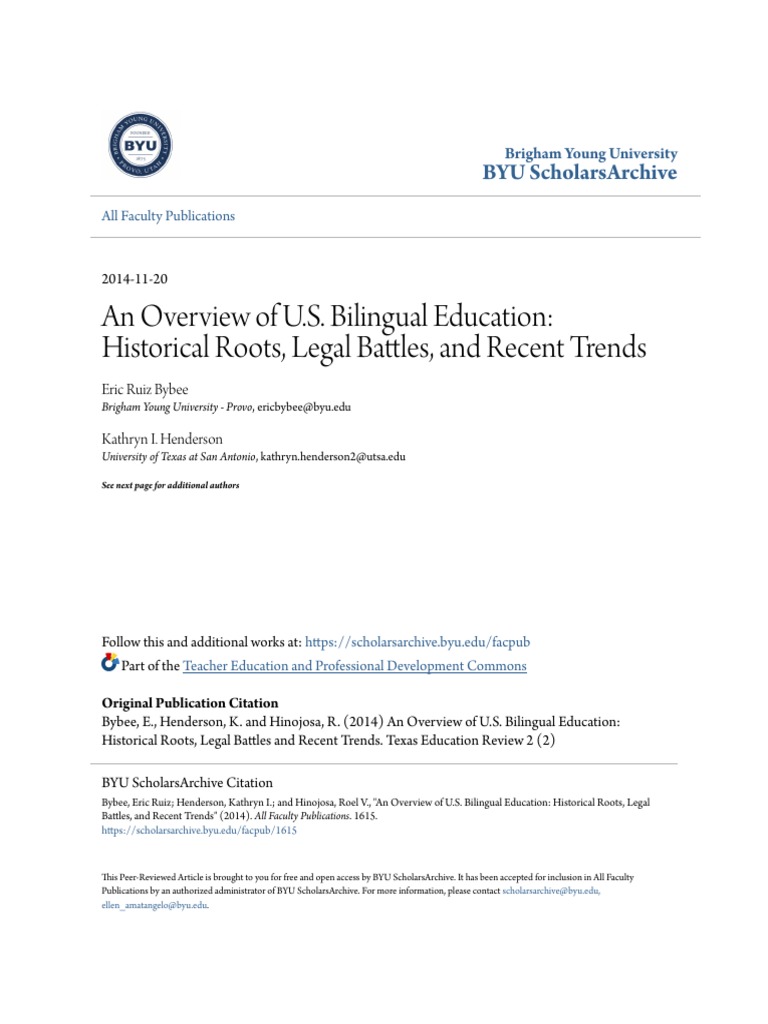 U.S. Bilingual Education: A Historical Overview | PDF | Multilingualism ...
