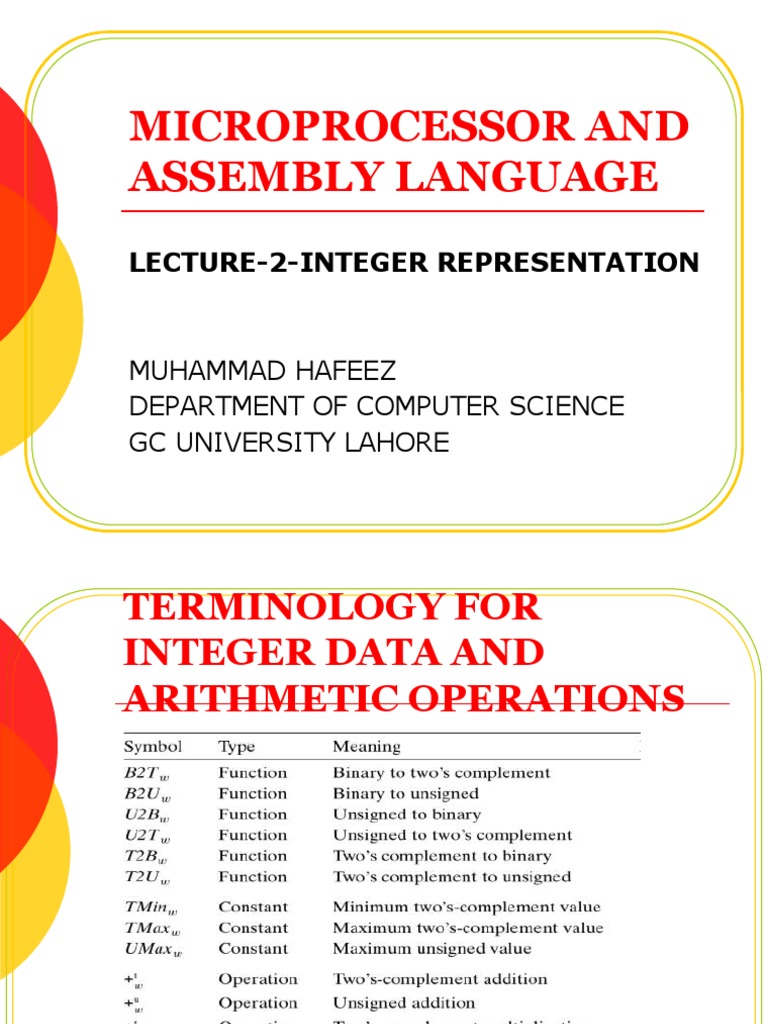 Microprocessor and Assembly Language: Lecture-2-Integer Representation ...