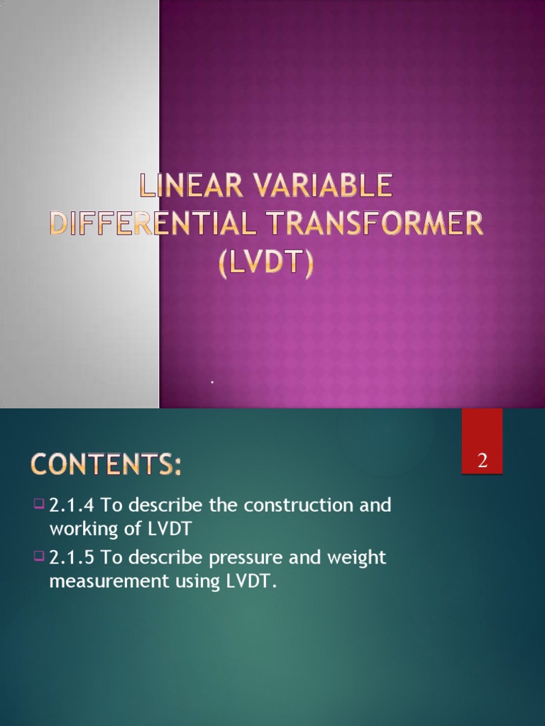 Linear Variable Differential Transformer (LVDT): Construction, Working ...