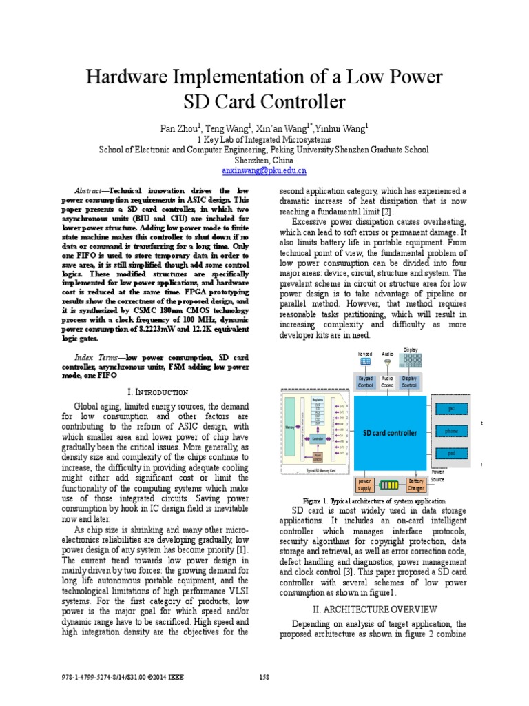 Hardware Implementation of A Low Power SD Card Controller: Pan Zhou ...