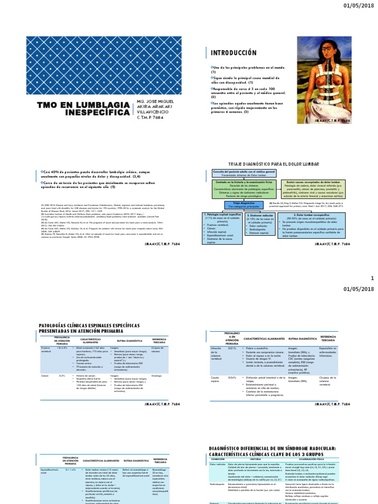 TMO en La Lumbalgia Inespecífica | PDF | Medicina CLINICA | Medicina