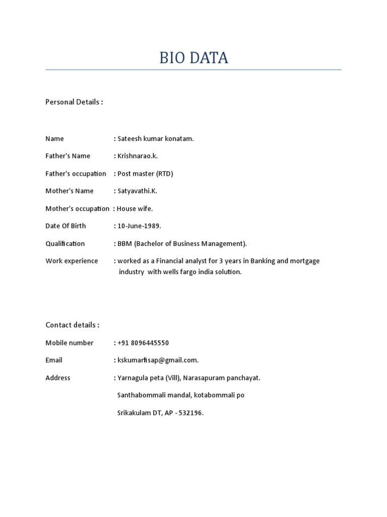 Bio Data | PDF