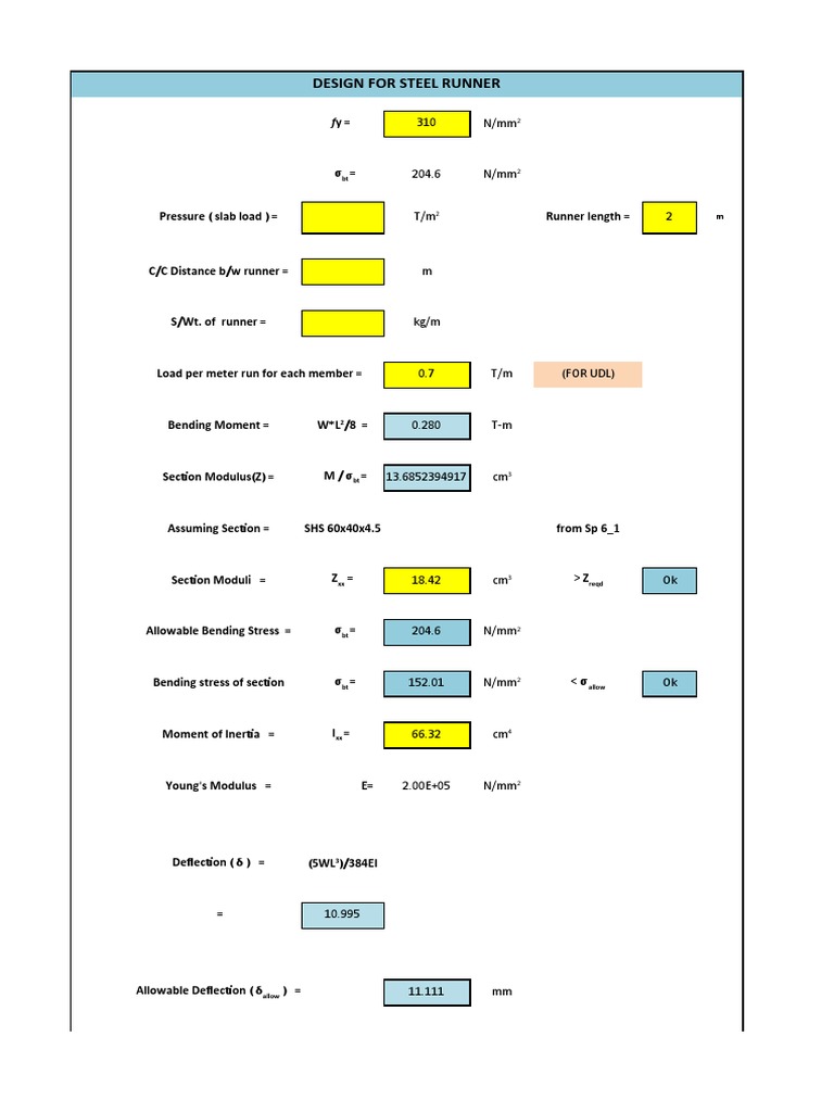 Steel Member Deflection Check | PDF | Bending | Young's Modulus