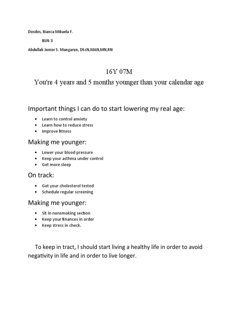 Dosdos, Bianca Mikaela F. REAL AGE | PDF