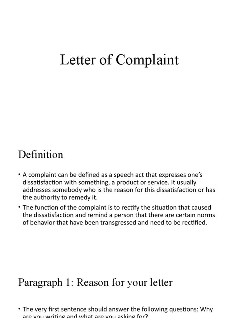 Letter of Complaint | PDF