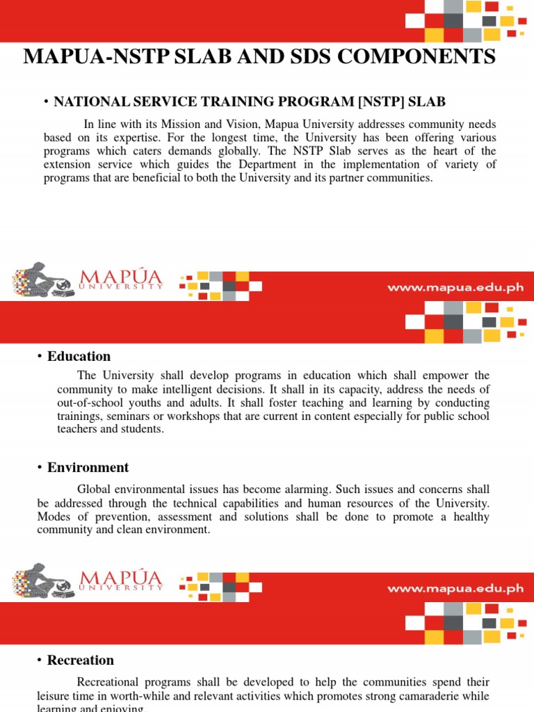 The NSTP SLAB and SDS Components | Download Free PDF | Community | Learning