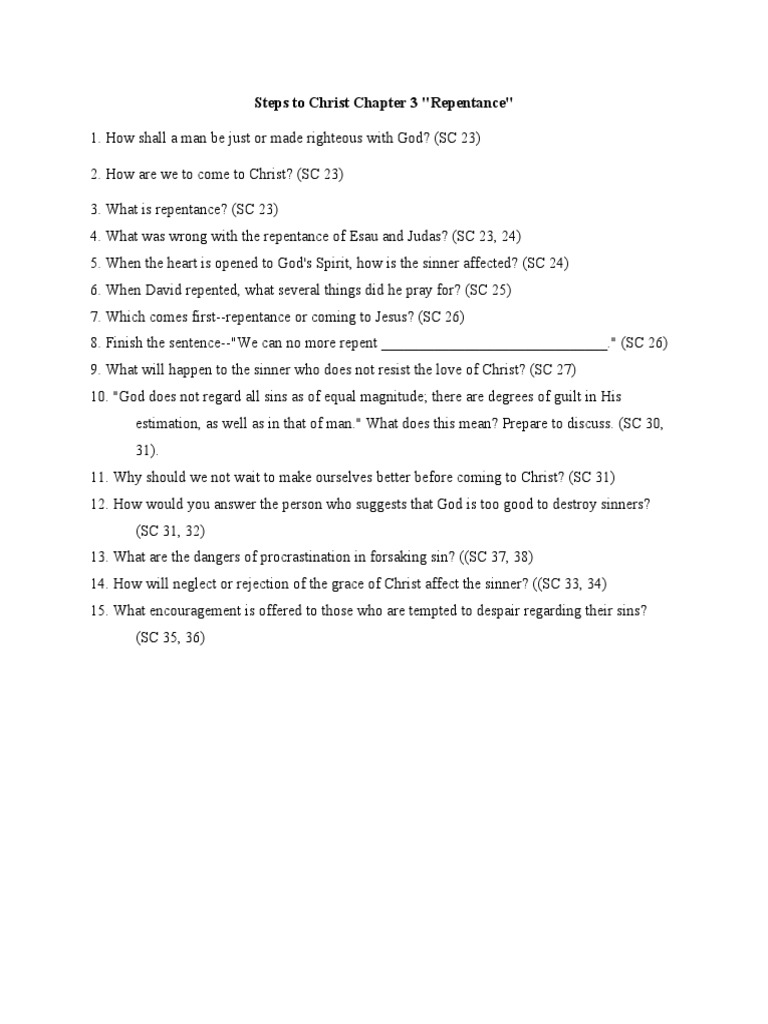 Summary of Steps to Christ: Repentance | PDF