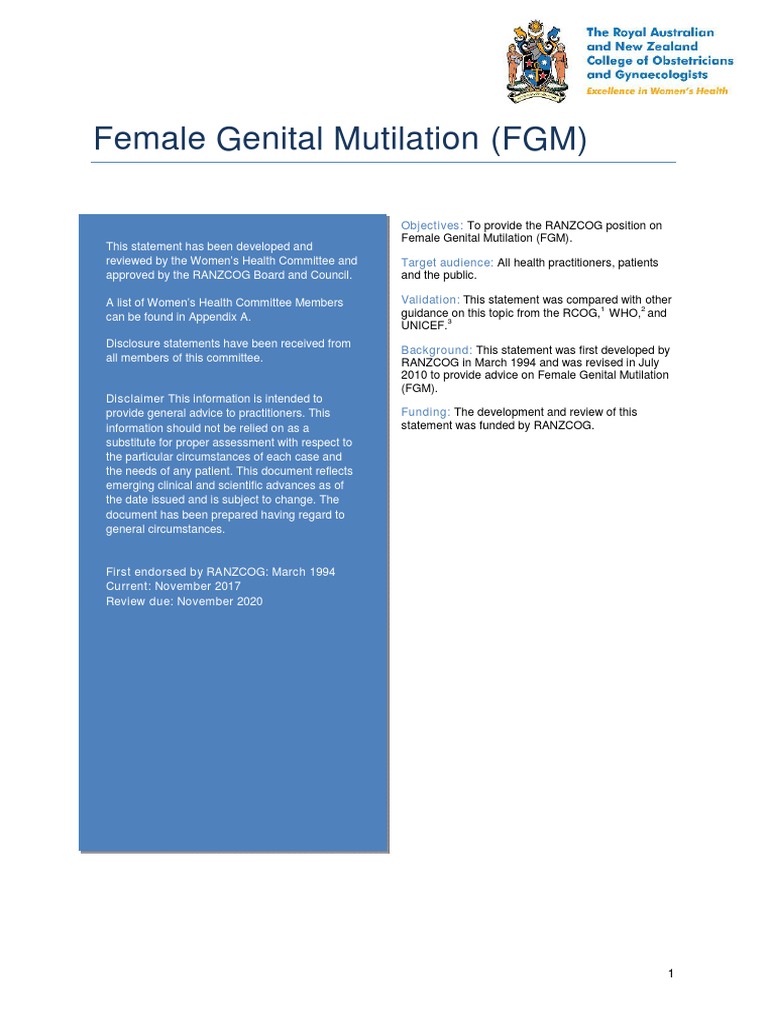 Female Genital Mutilation (FGM) : Disclaimer This Information Is ...