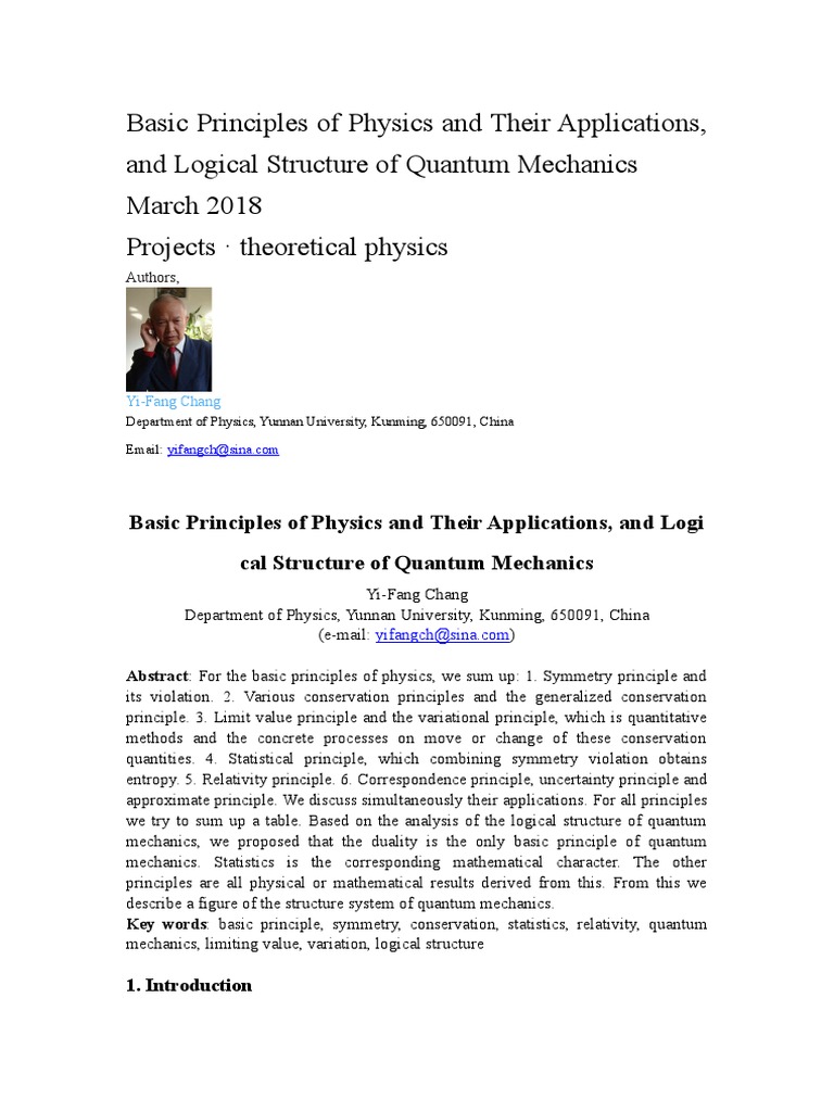 Basic Principles of Physics and Their Applications, and Logical ...