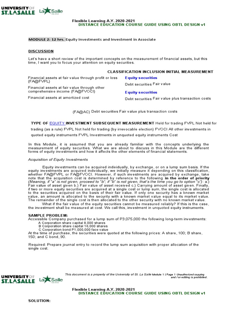 MODULE 2 - Discussion and Sample Problems | PDF | Investing | Dividend