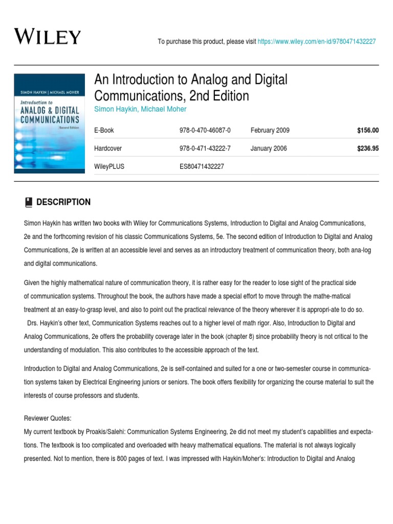Wiley - An Introduction To Analog and Digital Communications, 2nd ...