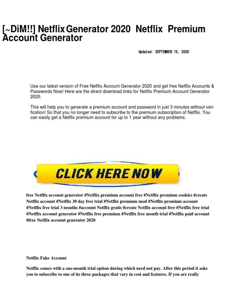( Dim!!) Netflix Generator 2020 Netflix Premium Account Generator | PDF ...
