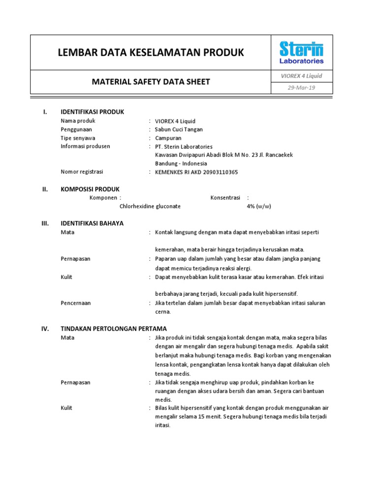 MSDS Viorex 4 29032019 | PDF